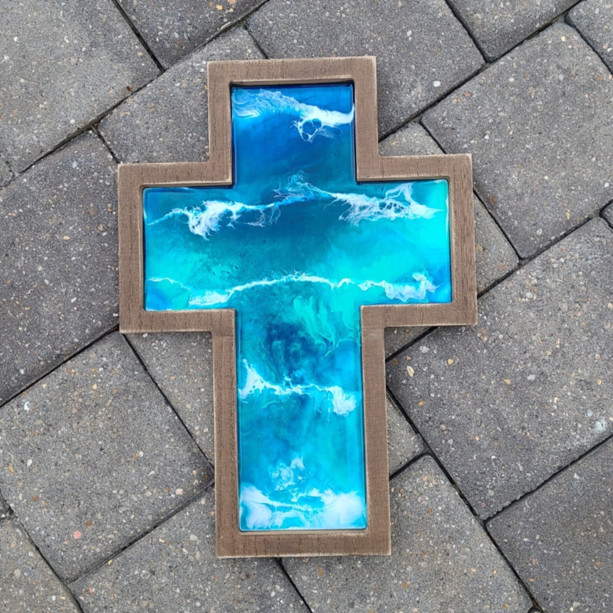 Wood Cross With Ocean Scene Wall Art – Ocean Girl Gifts FL